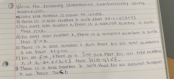 Solved (3) Write the following statements symbolically using | Chegg.com
