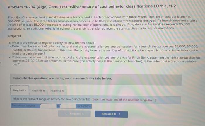 Solved Problem 11-23A (Algo) Context-sensitive nature of | Chegg.com