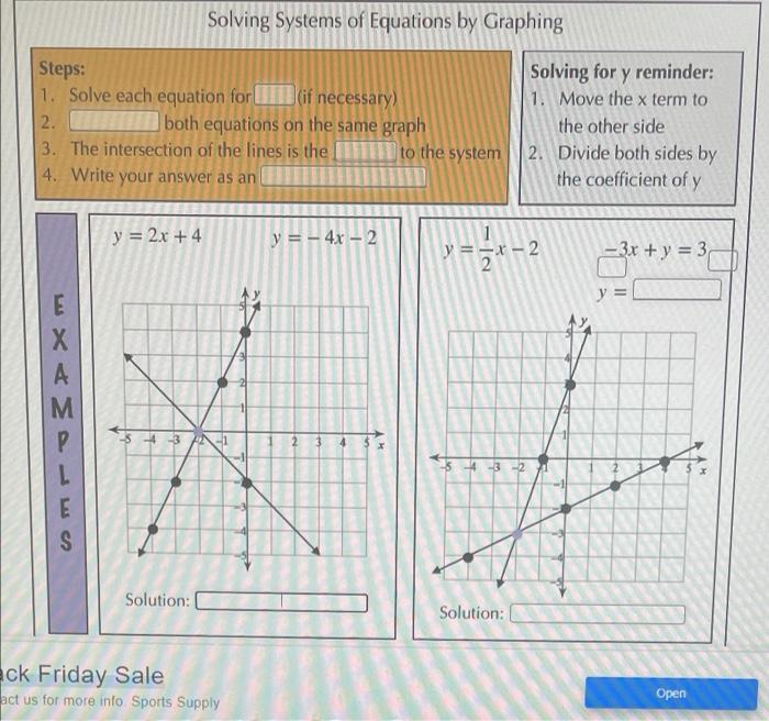 Solved Solving Systems of Equations by Graphing Steps: 1. | Chegg.com