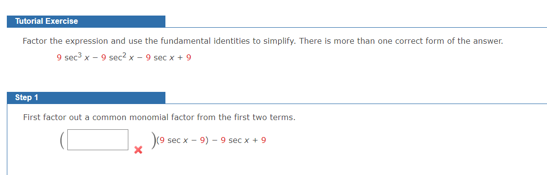Solved Tutorial ExerciseFactor the expression and use the | Chegg.com