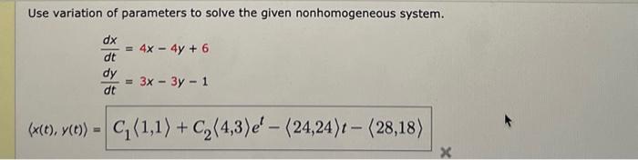 Solved Use variation of parameters to solve the given | Chegg.com