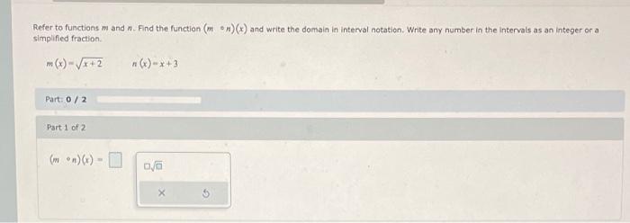 Solved Refer to functions m and n. Find the function | Chegg.com