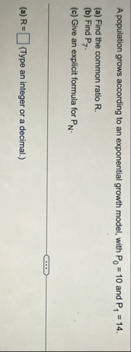 Solved A population grows according to an exponential growth | Chegg.com
