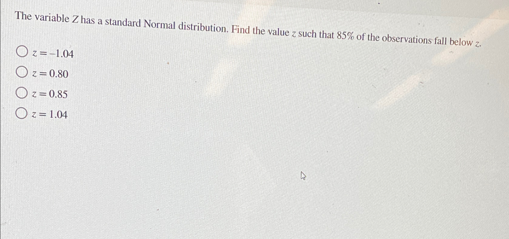 Solved The variable Z has a standard Normal distribution. | Chegg.com