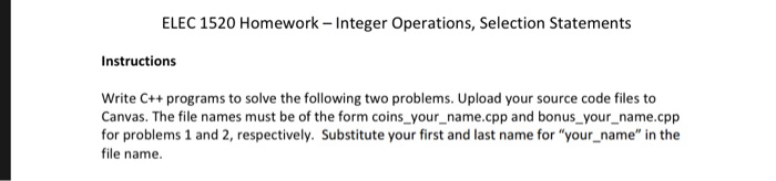 Solved Elec 1520 Homework Integer Operations Selection 
