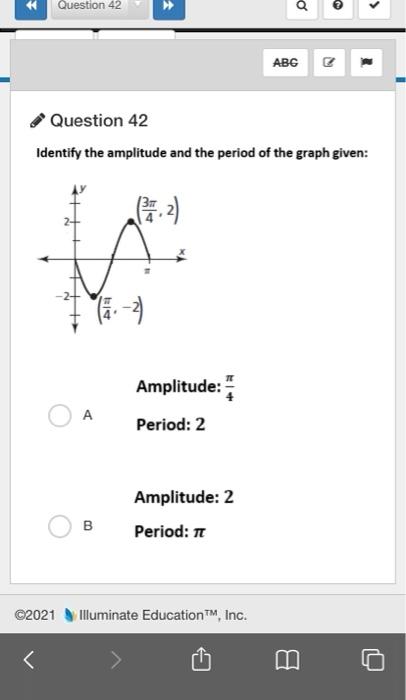 Solved Question 42 ABG M Question 42 Identify the amplitude | Chegg.com