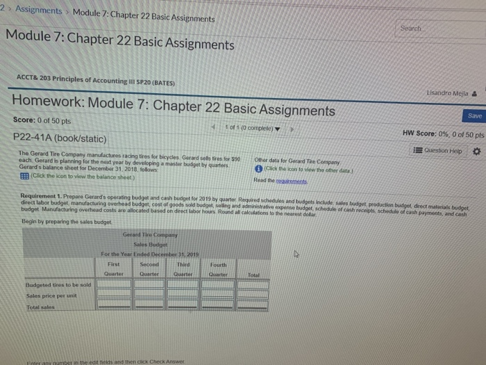 2 > Assignments Module 7: Chapter 22 Basic | Chegg.com