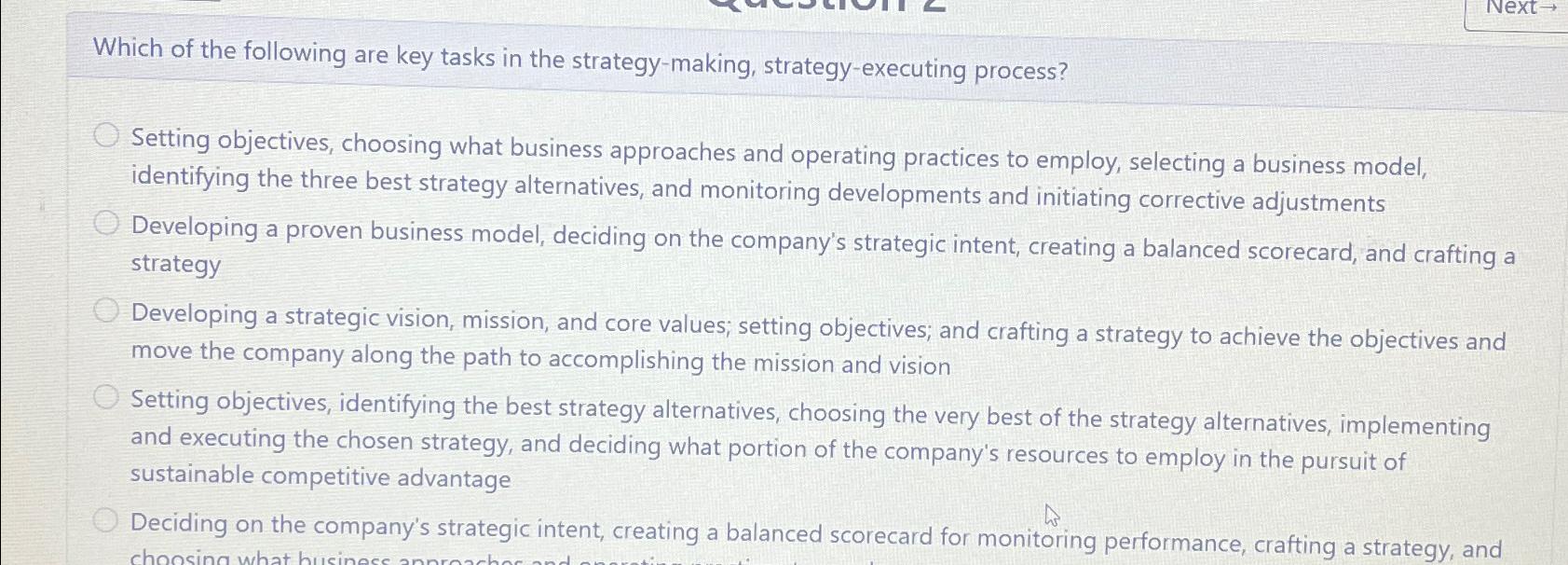 Solved Which of the following are key tasks in the | Chegg.com