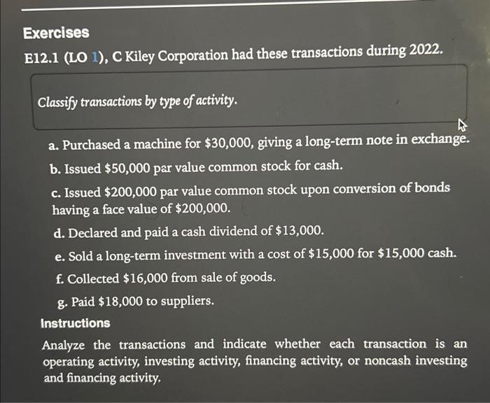 Solved ch 12E12.1 | Chegg.com