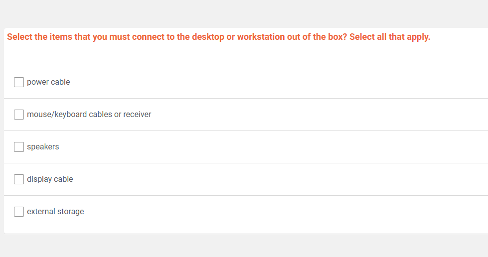 Solved Select the items that you must connect to the desktop | Chegg.com