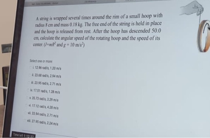 Solved A string is wrapped several times around the rim of a | Chegg.com