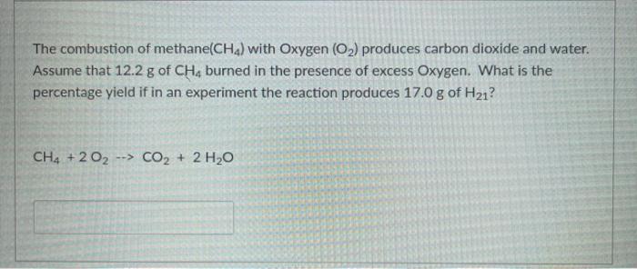 Solved The combustion of methane(CH4) with Oxygen (O2) | Chegg.com