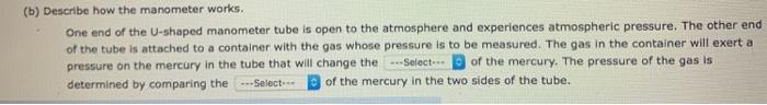 Solved draw and label a diagram of a manometer open to the | Chegg.com
