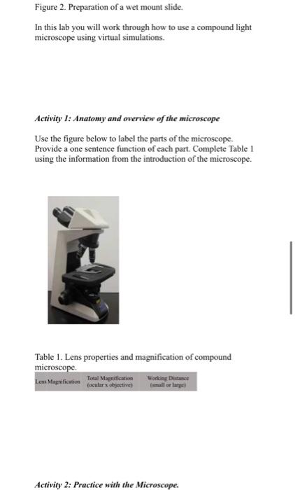 Figure 2. Preparation of a wet mount slide. In this | Chegg.com