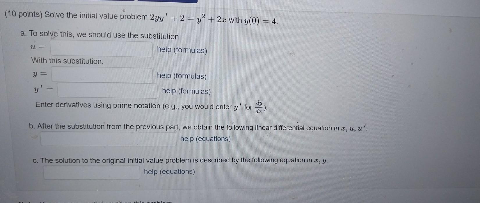 Solved 10 points) Solve the initial value problem | Chegg.com