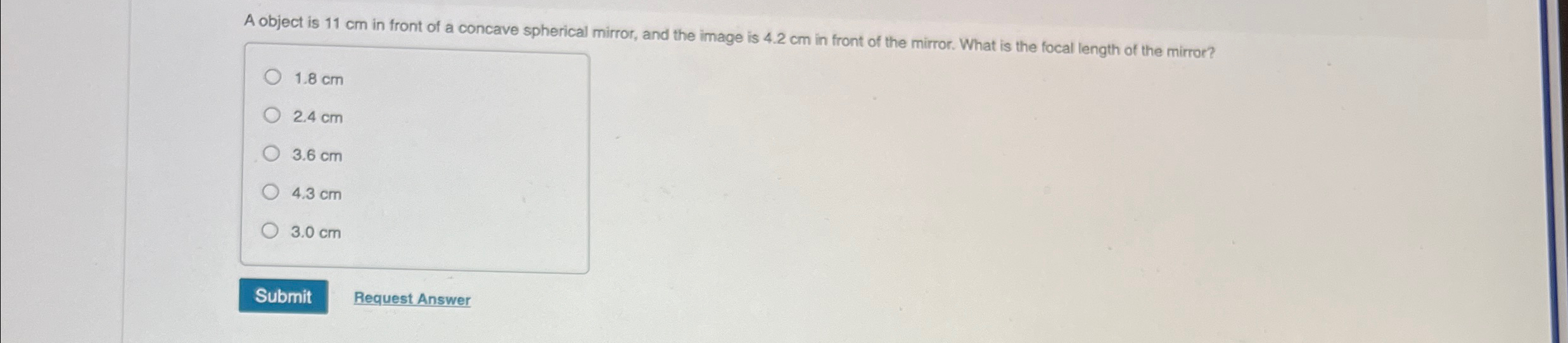 Solved A object is 11cm ﻿in front of a concave spherical | Chegg.com