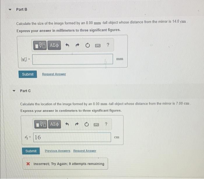Solved - Part aCalculate the size of the image formed by an | Chegg.com