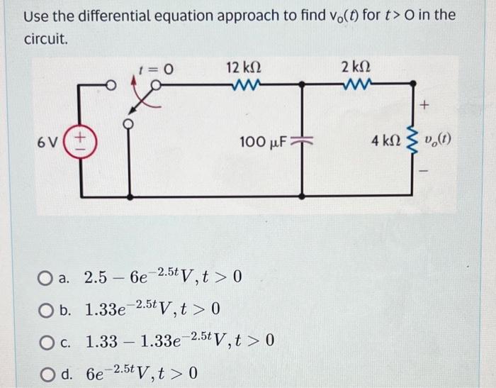 Solved Use the differential equation approach to find v0(t) | Chegg.com