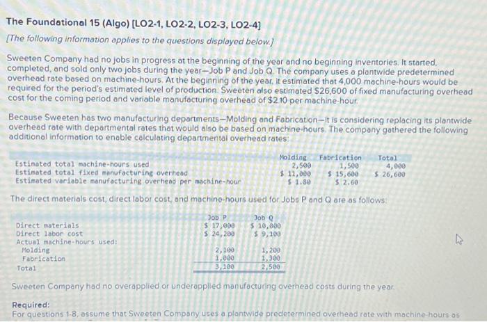 Solved The Foundational 15 (Algo) [LO2-1, LO2-2, LO2-3, | Chegg.com