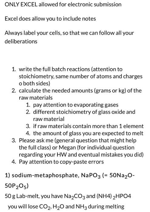 ONLY EXCEL allowed for electronic submission Excel | Chegg.com