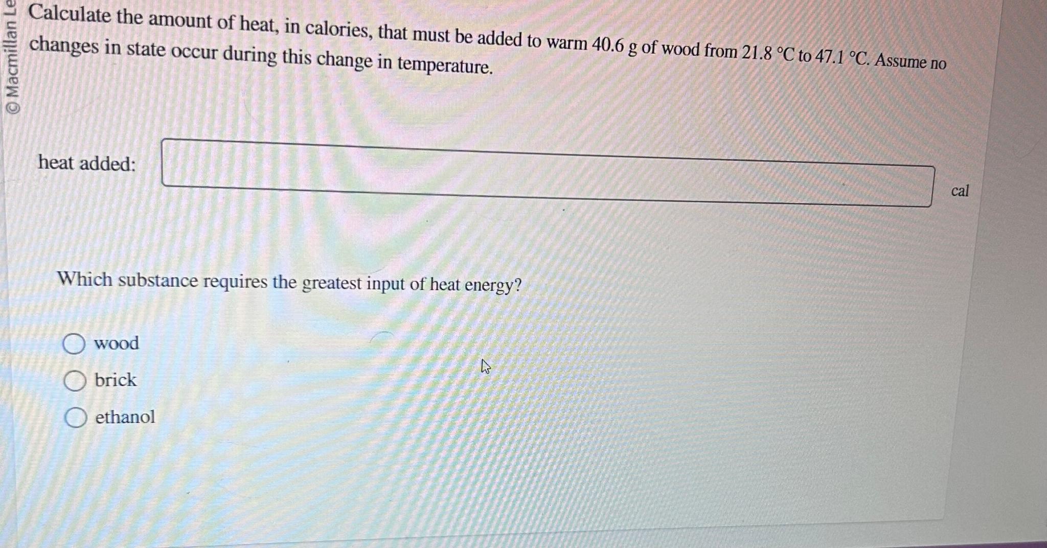 Solved Specific Heats of | Chegg.com