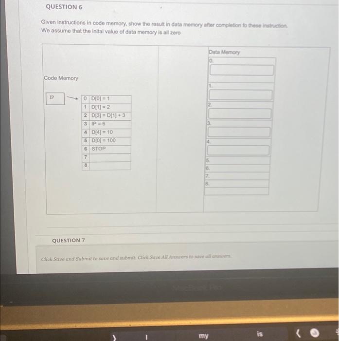 Solved Given instructions in code memory, show the result in | Chegg.com