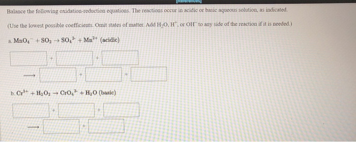 Solved INICIO Balance the following oxidation-reduction | Chegg.com