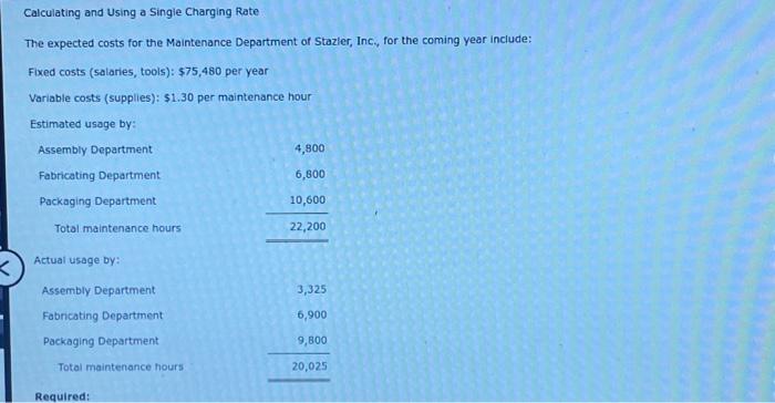 Solved Calculating and Using a Single Charging Rate The | Chegg.com