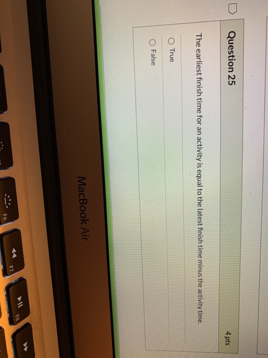 Solved Question 25 4 pts The earliest finish time for an | Chegg.com