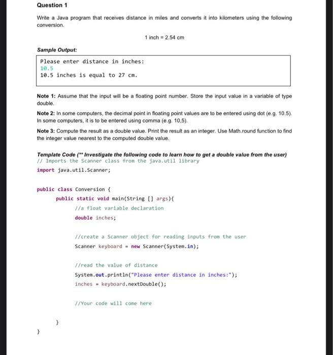 Solved Question 1 Write a Java program that receives | Chegg.com