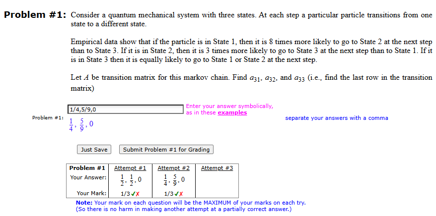 Solved Consider a quantum mechanical system with three | Chegg.com