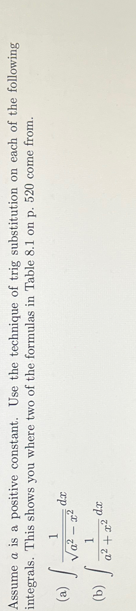 Solved Assume a ﻿is a positive constant. Use the technique | Chegg.com
