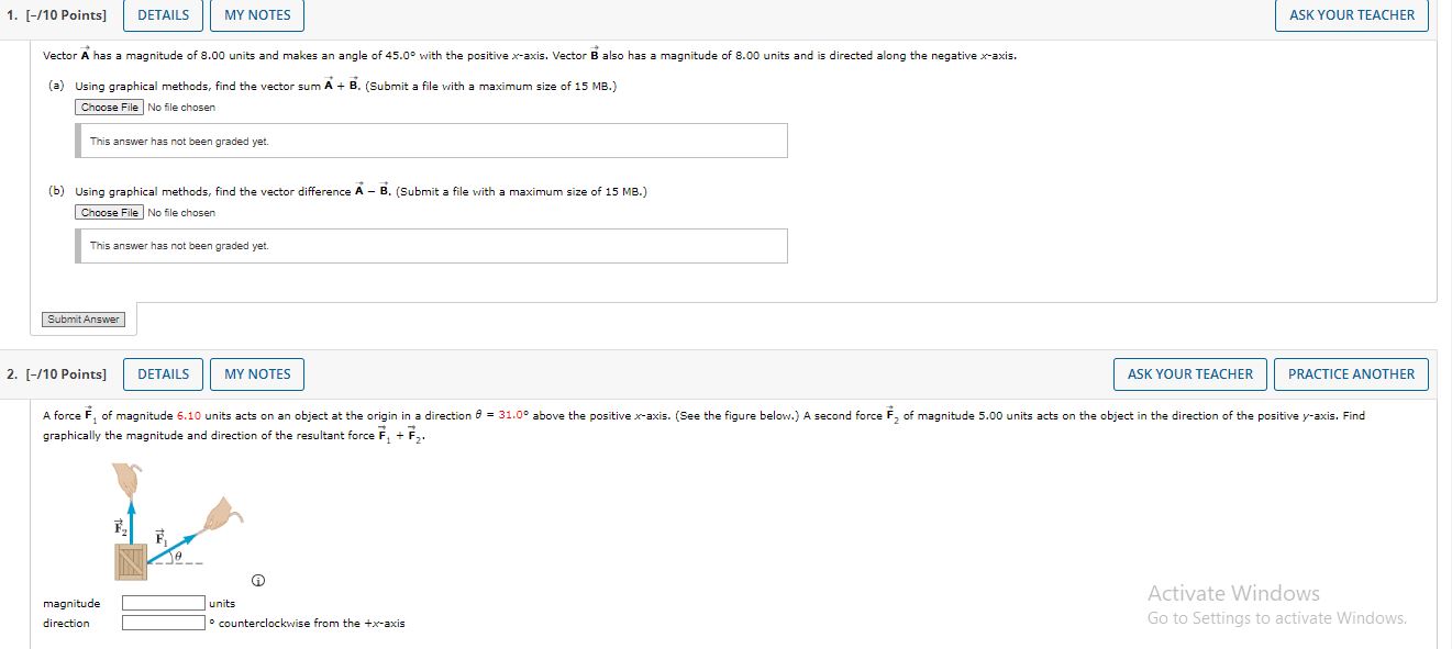 Solved [-/10 ﻿Points]Vector vec(A) ﻿has a magnitude of 8.00 | Chegg.com