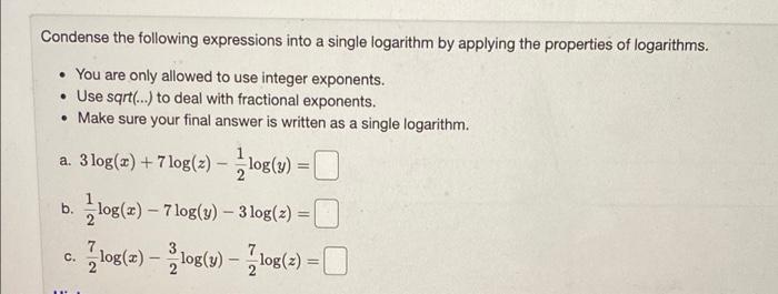Solved Rewrite the following logarithms in expanded form by | Chegg.com
