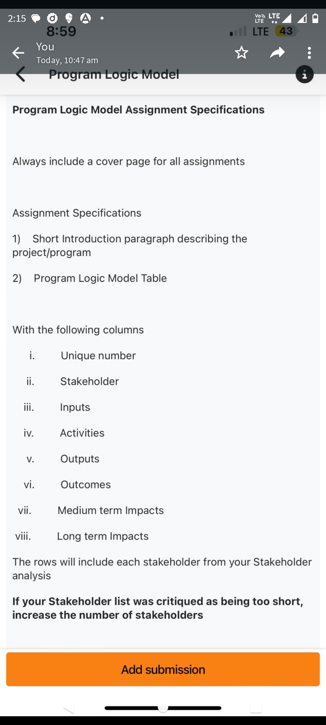 Solved Program Logic Model Assignment SpecificationsAlways | Chegg.com