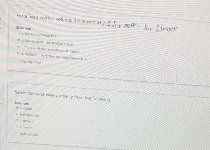 Solved For a fixed control volume, the reason why it Scy, | Chegg.com