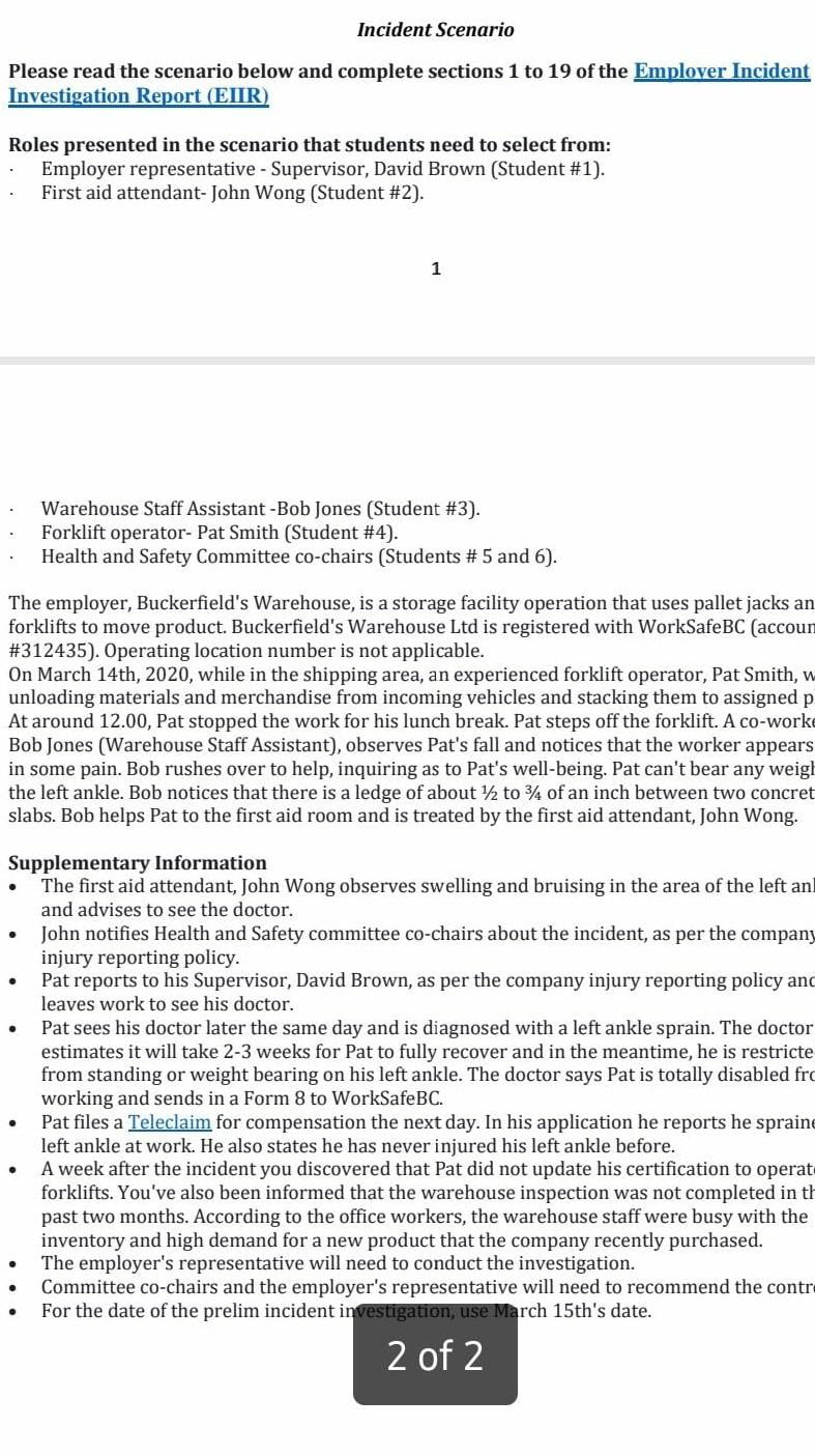 Solved Incident Scenario Please read the scenario below and | Chegg.com