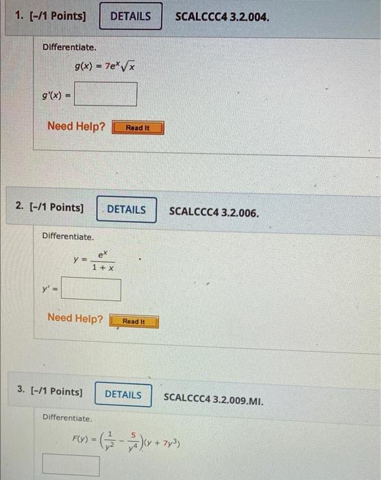 Solved SCALCCC4 3.2.004. Differentiate. g(x) = 7e* √x g'(x) | Chegg.com Solved SCALCCC4 3.2.004. Differentiate. g(x) = 7e* √x g'(x) | Chegg.com