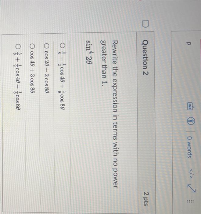 Solved Rewrite the expression in terms with no power greater | Chegg.com