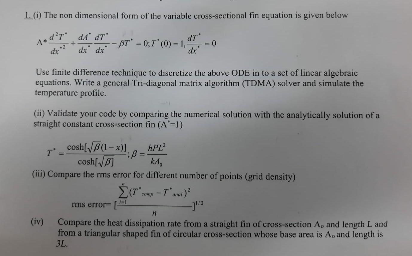 Solved 1. (i) The non dimensional form of the variable | Chegg.com