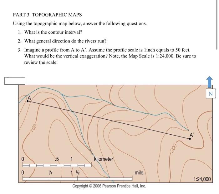 Solved PART 3. TOPOGRAPHIC MAPS Using the topographic map | Chegg.com