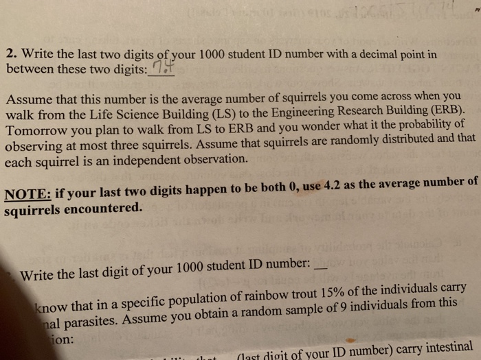 Solved 2. Write the last two digits of your 1000 student ID | Chegg.com