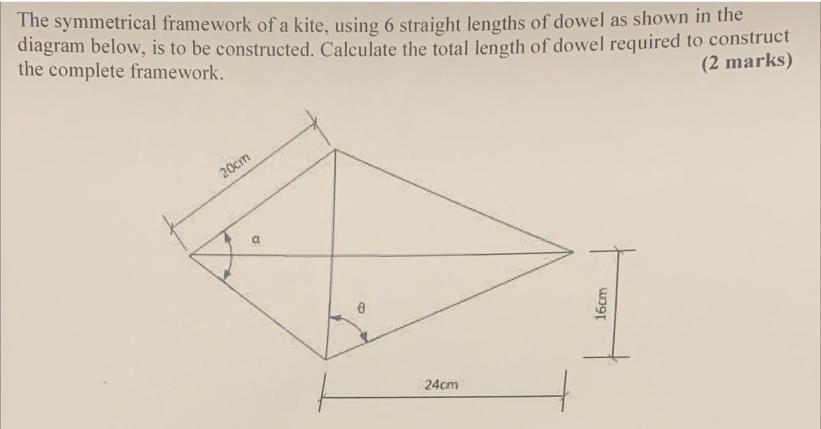 Solved The symmetrical framework of a kite, using 6 | Chegg.com
