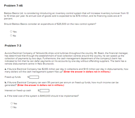 Solved Please help urgent!Problem 7.46Baktoo Basics Ltd. ﻿is | Chegg.com