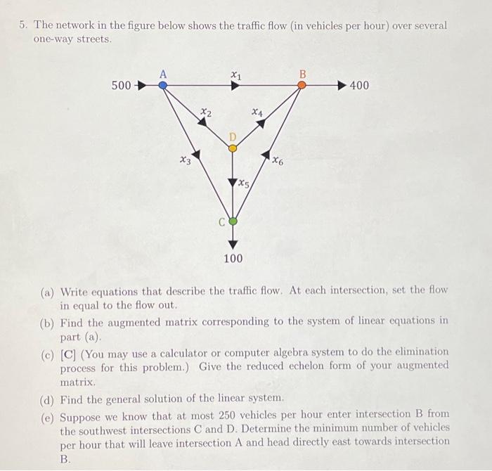 Solved 5. The network in the figure below shows the traffic | Chegg.com