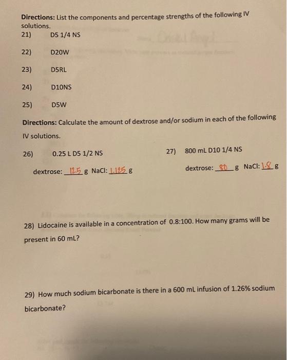 Solved Directions: List the components and percentage | Chegg.com