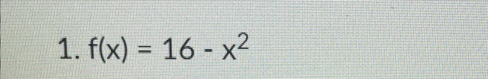 Solved Find the domain and range of f(x)=16-x2 | Chegg.com