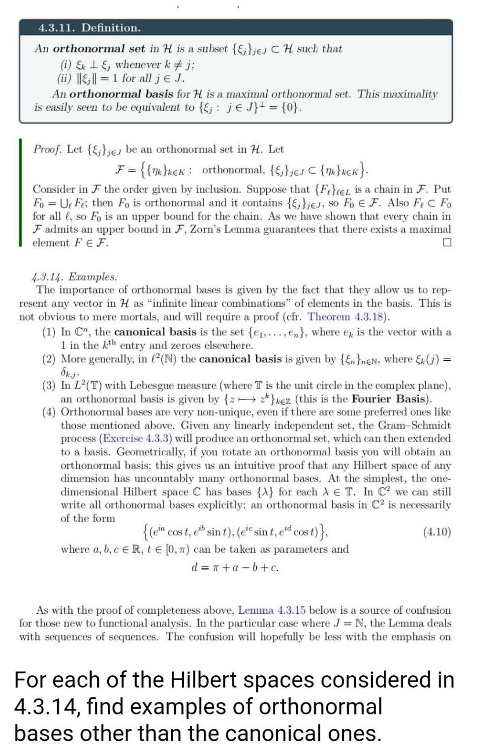 Solved " For each of the Hilbert spaces considered in | Chegg.com