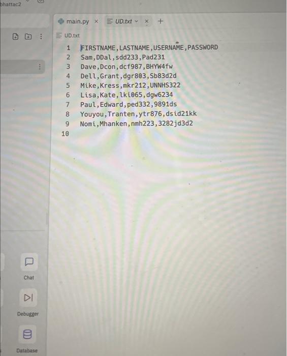 Solved Objective: Develop an admin tool for username and | Chegg.com
