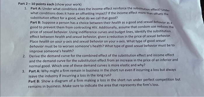 Solved Part 2-10 points each (show your work) 1. Part A: | Chegg.com